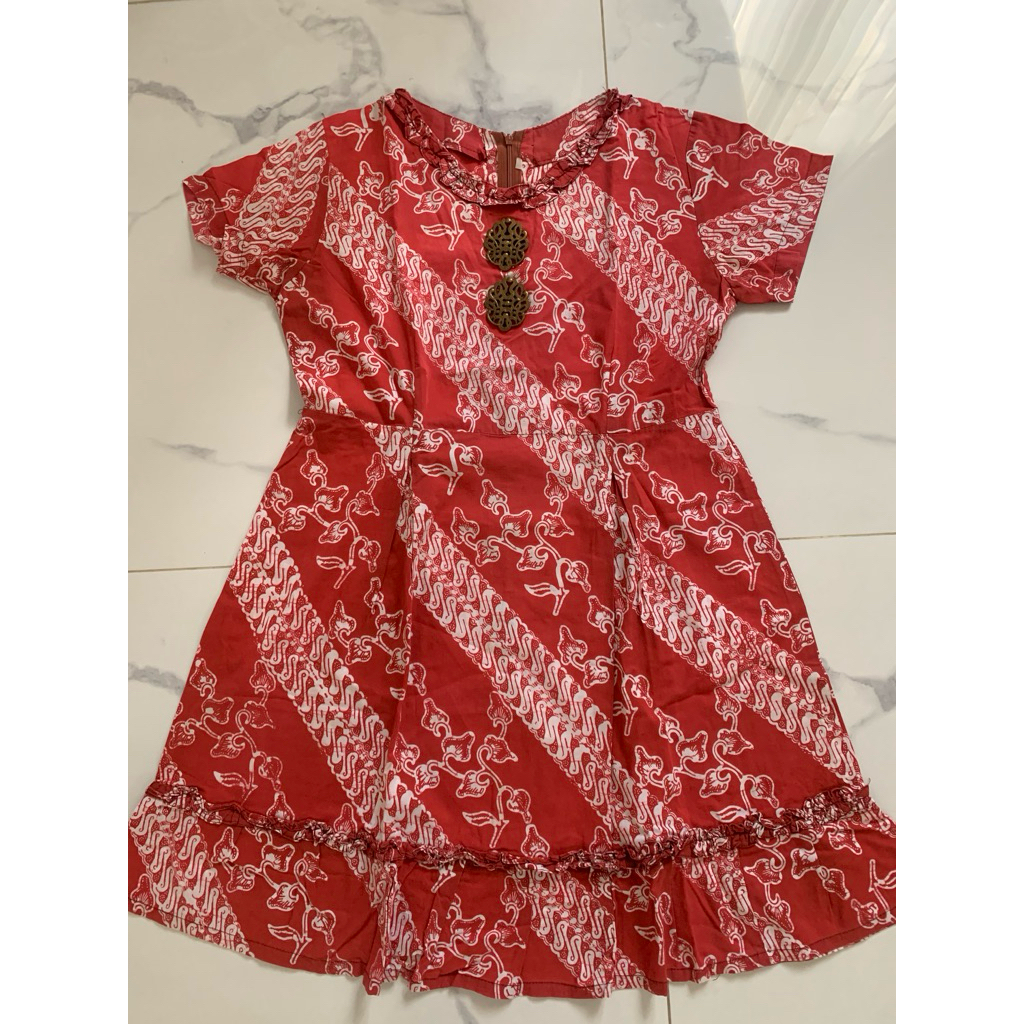 Jual PRELOVED MIDI DRESS BATIK RED | Shopee Indonesia