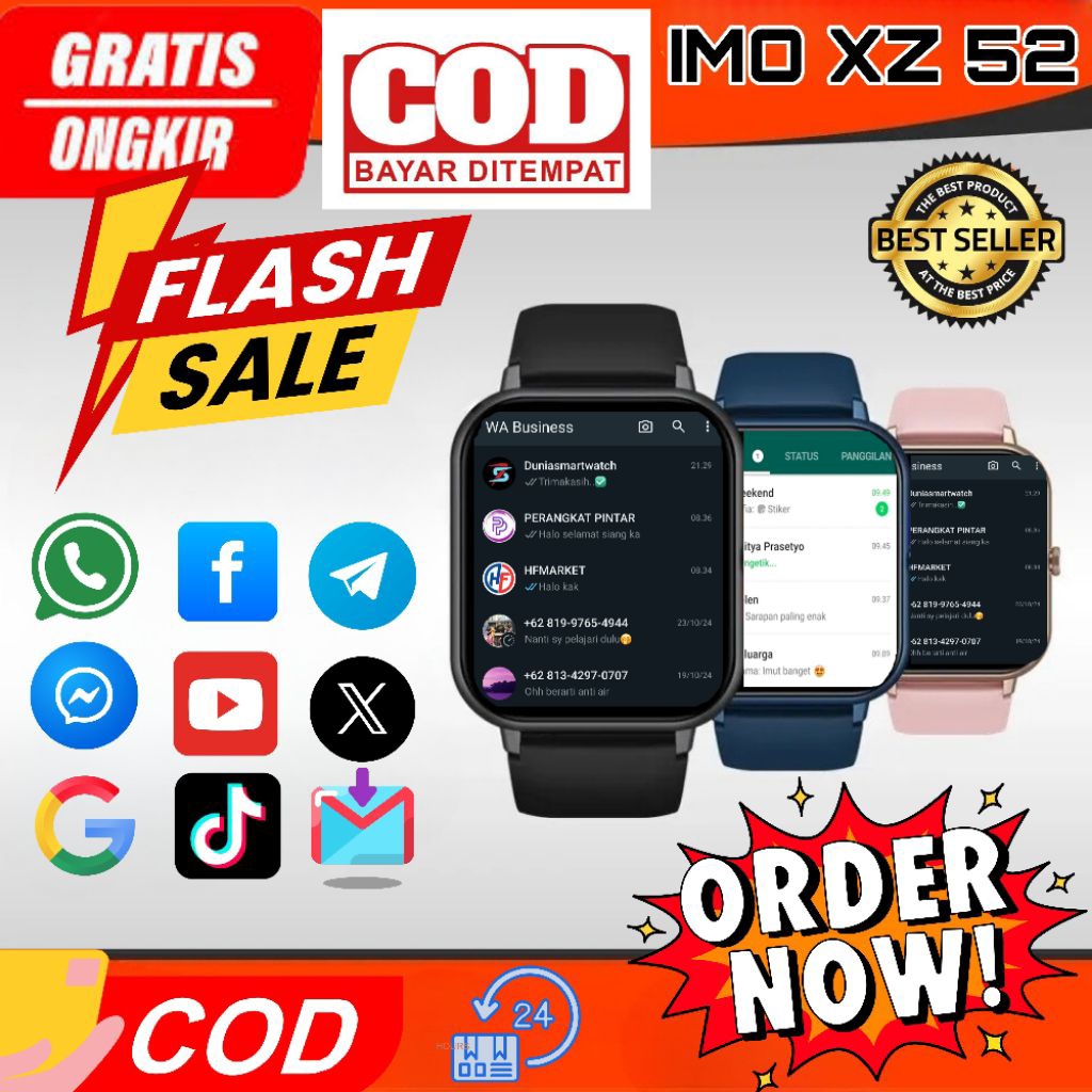Jual 2025 NEW IMO XZ 52 Jam Tangan Layar HD" Tahan Air Custom Walpaper ...
