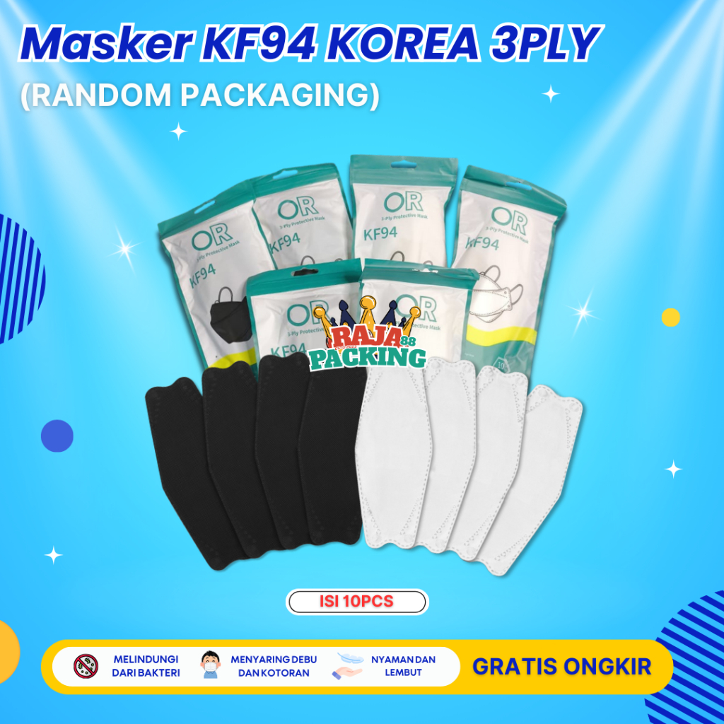 Jual Masker KF94 Isi 10PCS Putih Hitam WHITE BLACK PREMIUM KOREA MASK ...