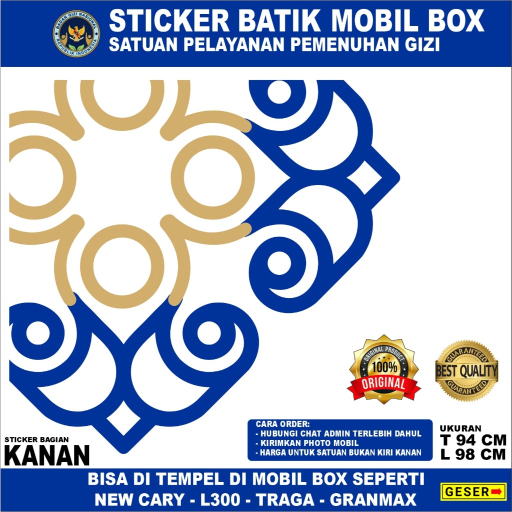 Jual STICKER LOGO BATIK MOBIL OPERASIONAL MAKAN BERGIZI GRATIS UKURAN ...