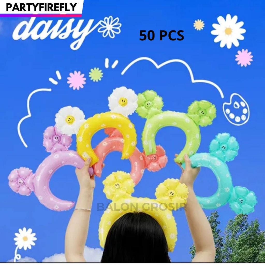 Jual Balon Foil Bando Bunga Daisy Warna Warni Balon Bando Bunga ...