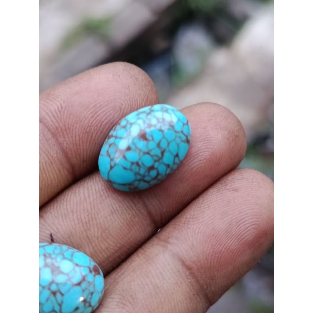 Jual Batu Akik Lepasan Pirus Mesir Biru Robin Urat Merah | Shopee Indonesia