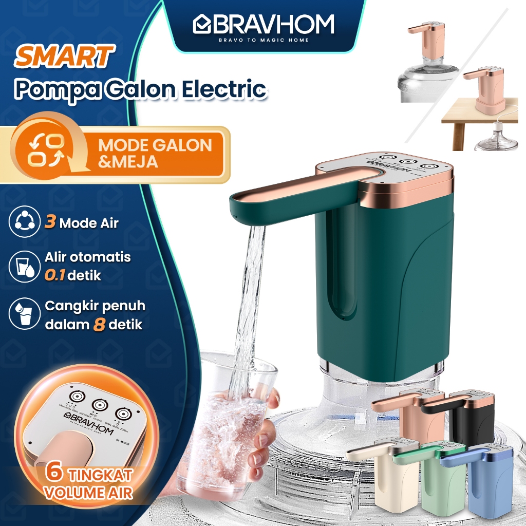 Jual BRAVHOM Pompa Galon Elektrik 2in1 Otomatis Dapat Dilipat Dispenser Portable Pencetan Galon ...