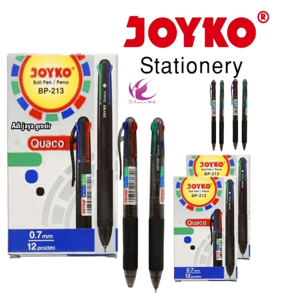 Jual pulpen joyko BP 213 QUACO ukuran mata tinta 0,7.mm 1 pack isi 12 ...