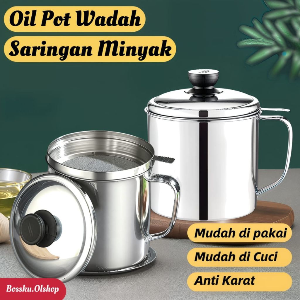 Jual WADAH MINYAK OIL POT/OILPOT STAINLESS STEEL 1.3 L | Shopee Indonesia
