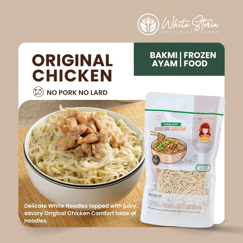 Jual WHITE STORIA - Bakmi Ayam Frozen Premium - White Noodles Original Chicken - NO PORK NO LARD ...