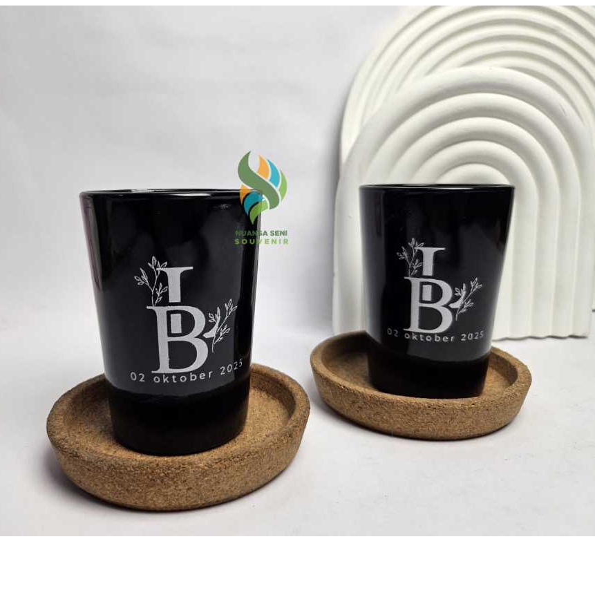Jual Souvenir Gelas Jamu Kaca Doff Hitam Cangkir Kopi Tumbler Mug Minum ...