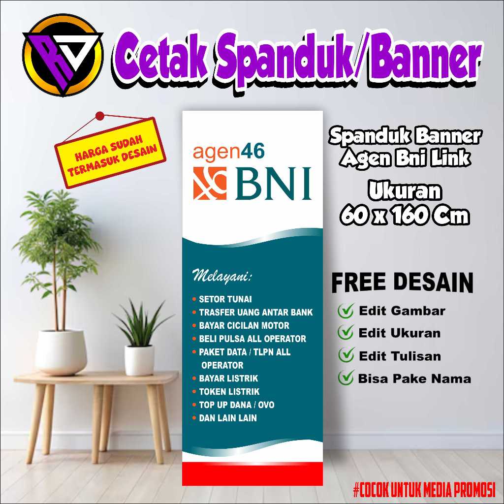 Jual Spanduk Banner agen bni link Ukuran 60x160 cm | Shopee Indonesia