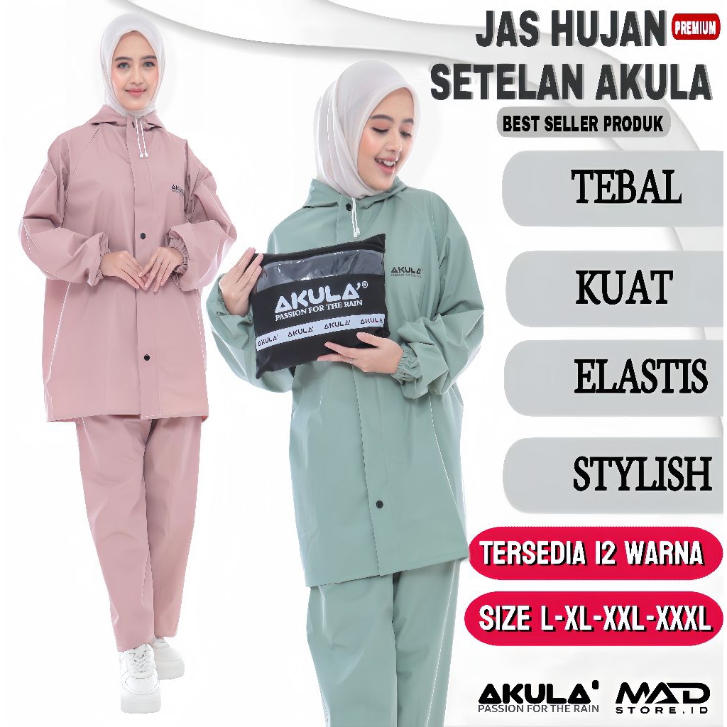 Jual Jas Hujan Akula Setelan Pria Wanita dewasa Anti Rembes Raincoat bahan pvc tebal Original ...