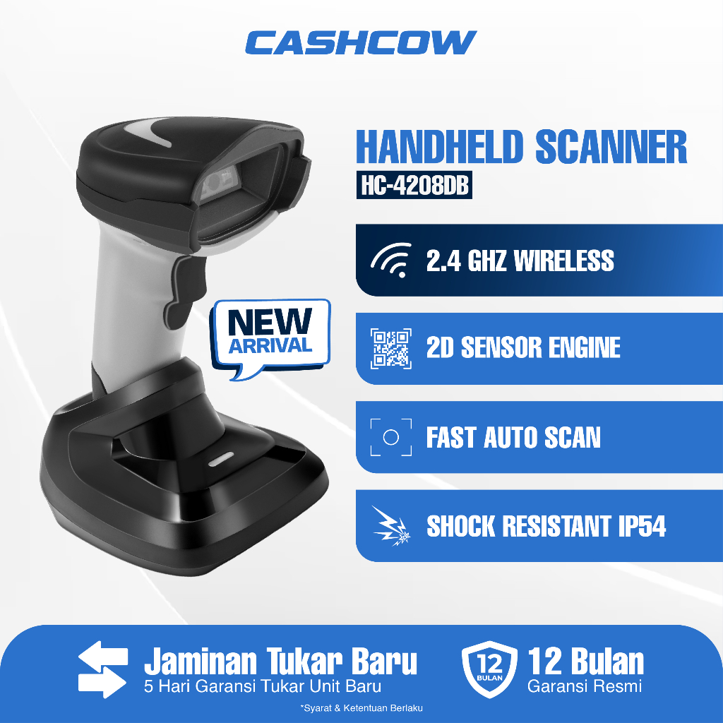 Jual HC-4208DB-Scanner Barcode 2D Wireless 2.4G – Auto-Sensing + Dock ...