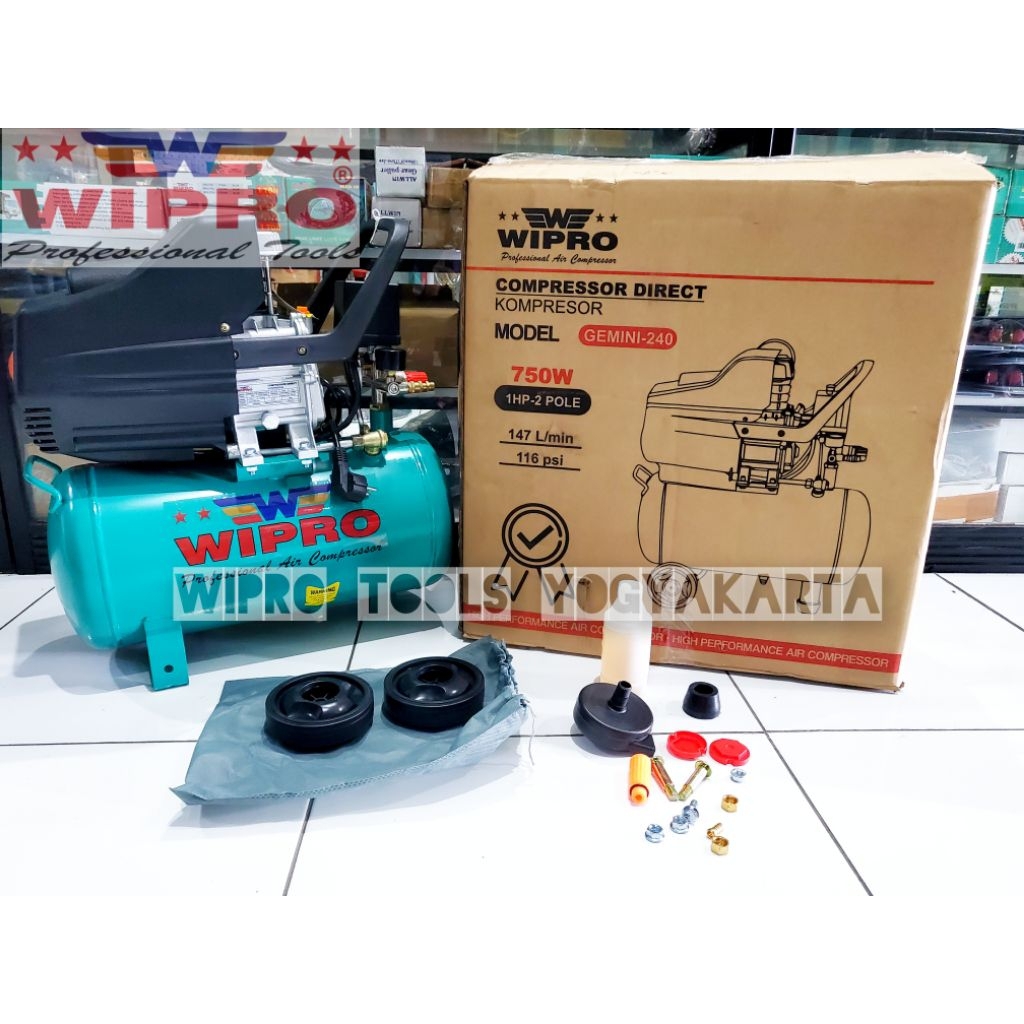 Jual Wipro Kompresor Angin 1HP 24Liter Gemini 240 750 Watt / Kompresor ...