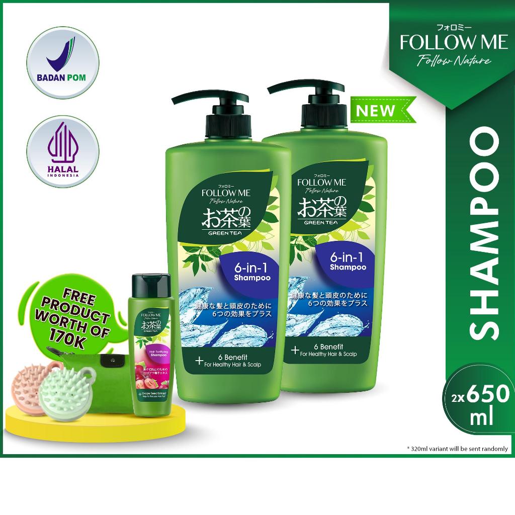 Jual FOLLOW Me Follow Nature Green Tea - 6-IN-1 Shampoo 650ml x2 - Free ...