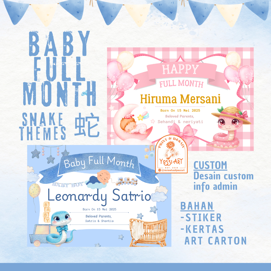 Jual STIKER HAPPY FULL MONTH SNAKE/ STIKER KELAHIRAN BAYI ULAR/ FULL ...