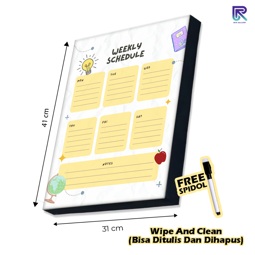 Jual RHA GALLERY Papan Tulis Kayu Schedule Daily Weekly Jadwal Harian ...