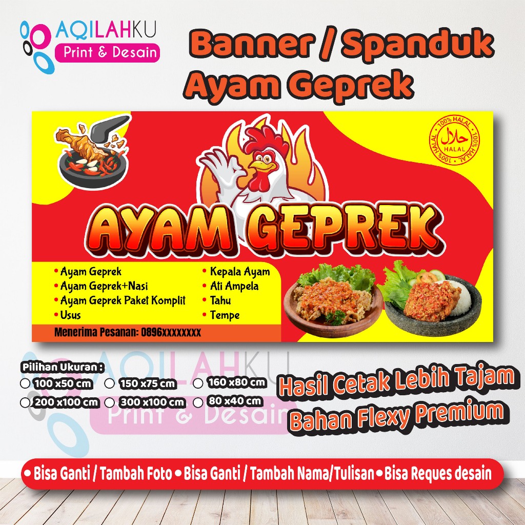 Jual Cetak Spanduk Banner Ayam Geprek bisa custom | Shopee Indonesia