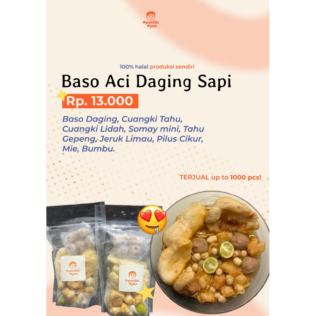 Jual Baso Aci Daging Sapi [SELAIN INSTAN WAJIB XTRA PACK] | Shopee ...
