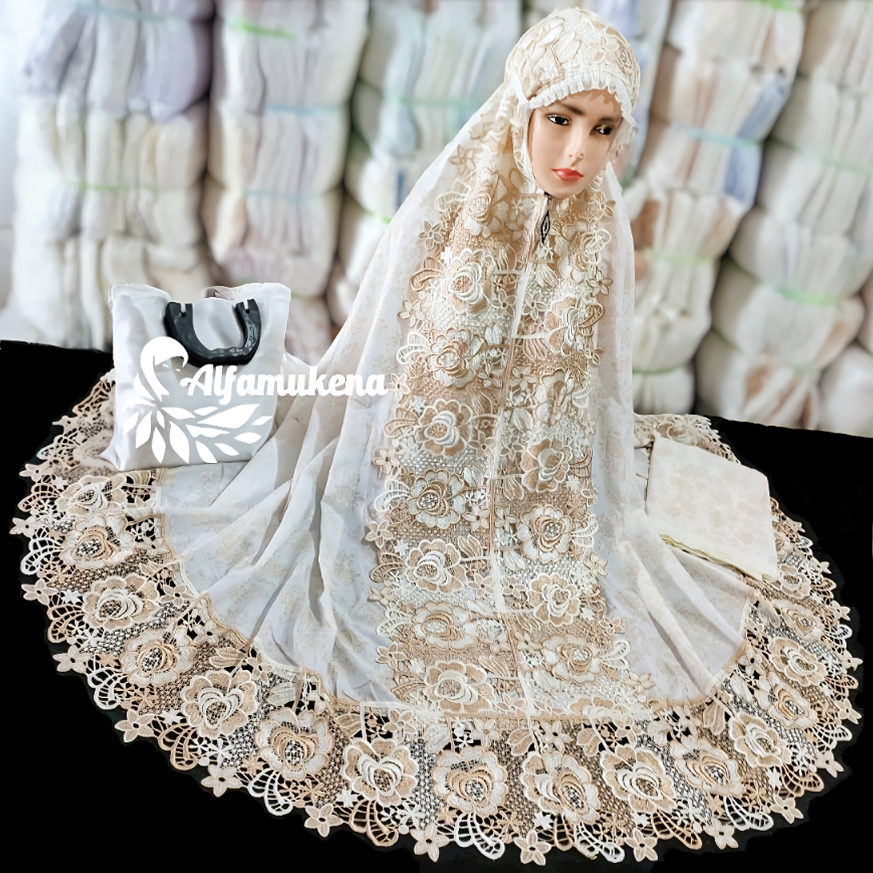 Jual Mukena dewasa katun foil premium full renda bunga mewah | Shopee ...
