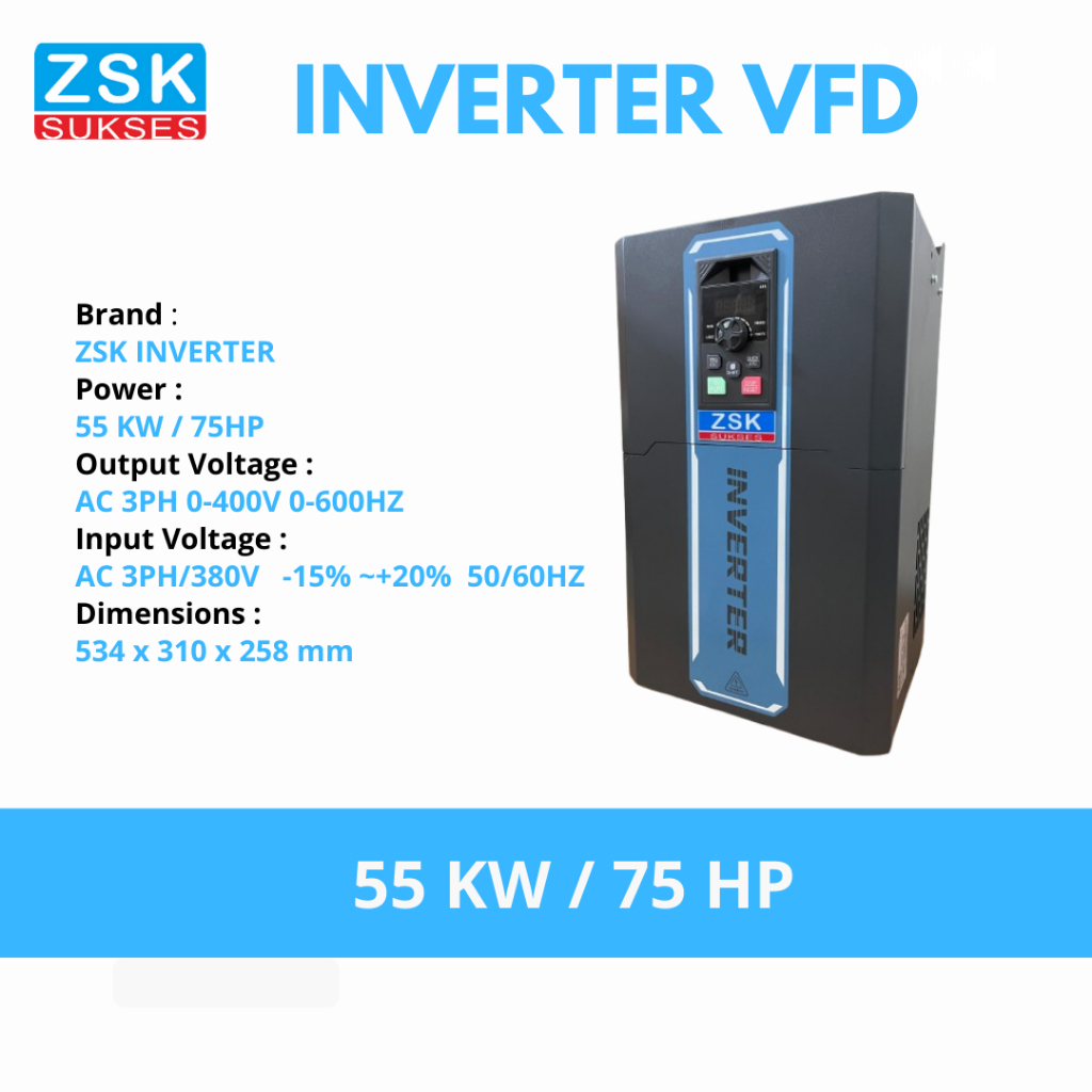 Jual Inverter VFD Frequency 55 KW Input 3 Phase Output 3 phase 380V Variable Frequency Drive ZSK ...