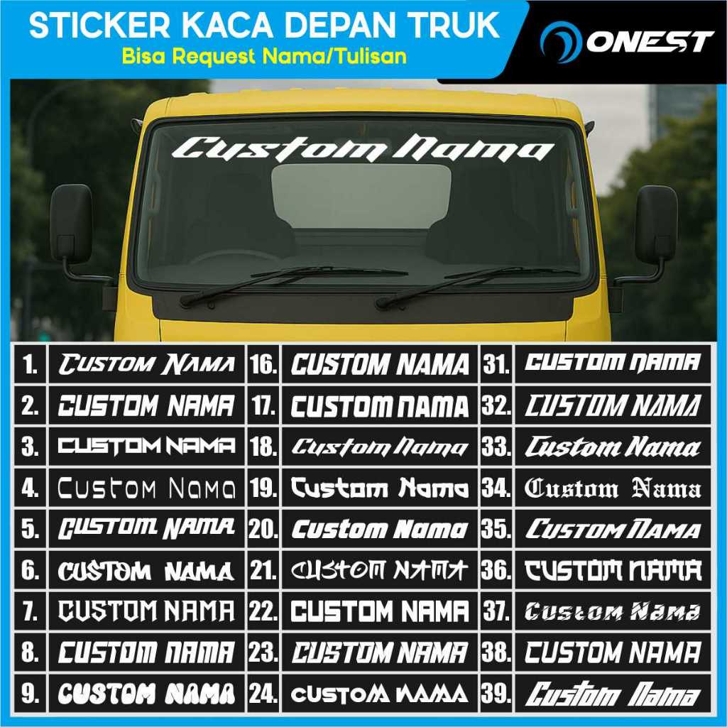 Jual Stiker Nama Tulisan Custom Truk Fuso Canter Kaca Depan Cutting ...
