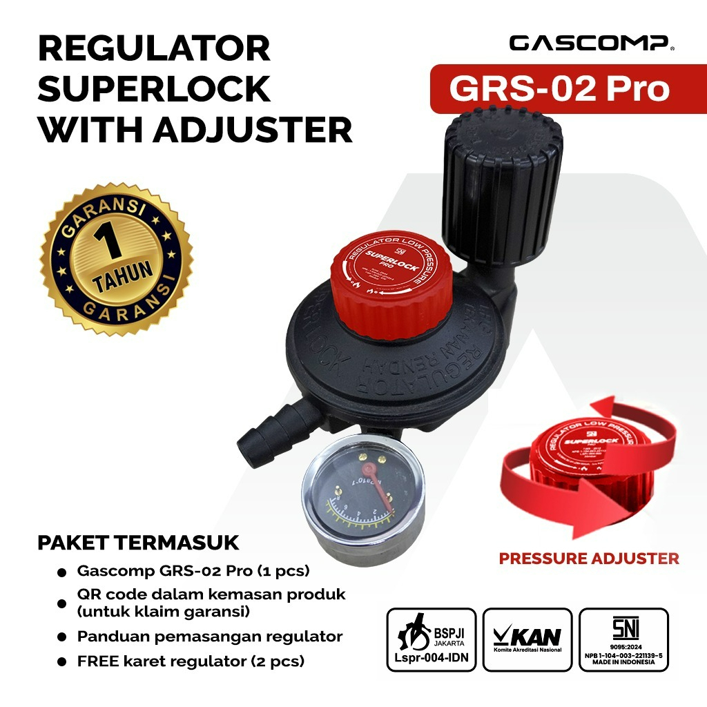 Jual GASCOMP Regulator Gas LPG GRS-02 Pro Superlock with Adjuster ...