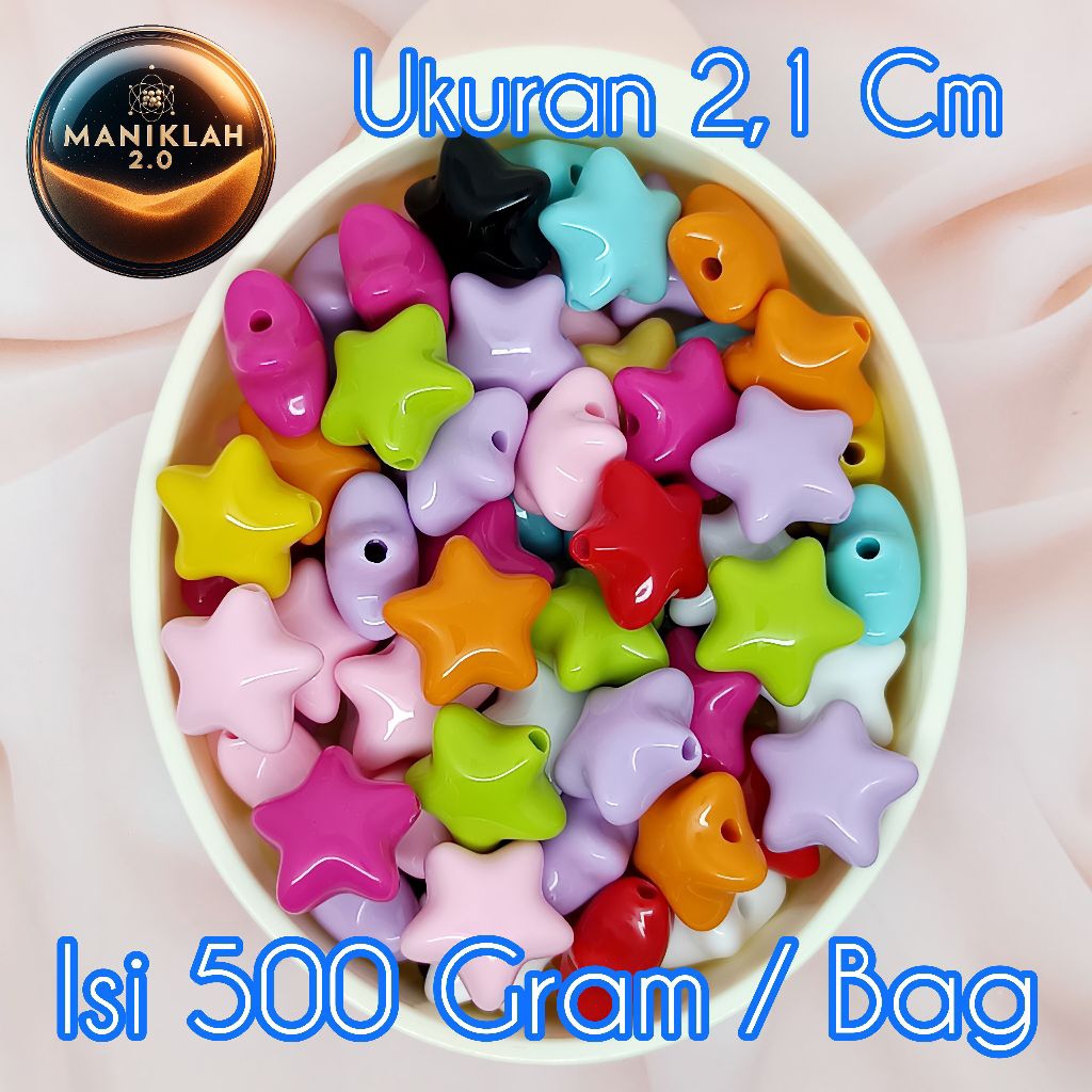 Jual Manik Bintang Besar Warna Solid, Ukuran Lihat di Foto, Isi 500 ...