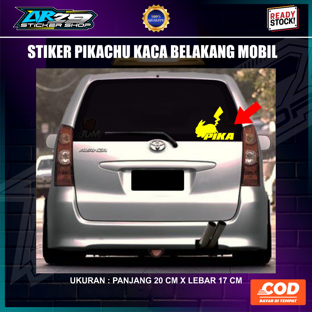 Jual stiker pikachu kaca belakang mobil bisa custom ukuran, bahan ...