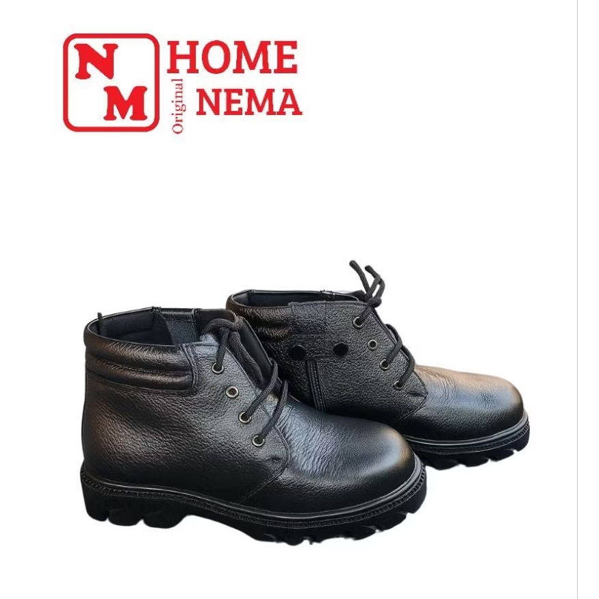 Jual SEPATU SAFETY UJUNG BESI KULIT ASLI SEMI BOOT SEPATU PDH SAFETY ...