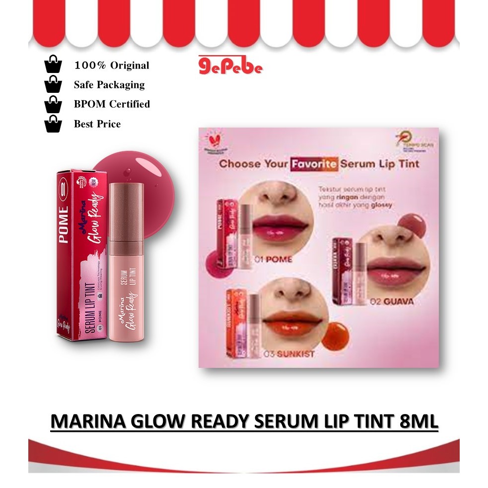 Jual Marina Glow Ready Serum Lip Tint 8ml | Shopee Indonesia
