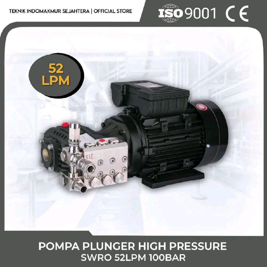 Jual Pompa Plunger High Pressure 52Lpm 100Bar Pompa Air Laut Membrane ...