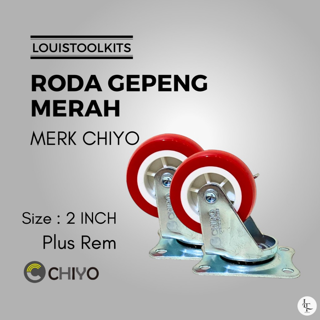 Jual Roda Merah 2" Inch Roda Casters Troli / Roda Gepeng Merah PLUS Rem ...