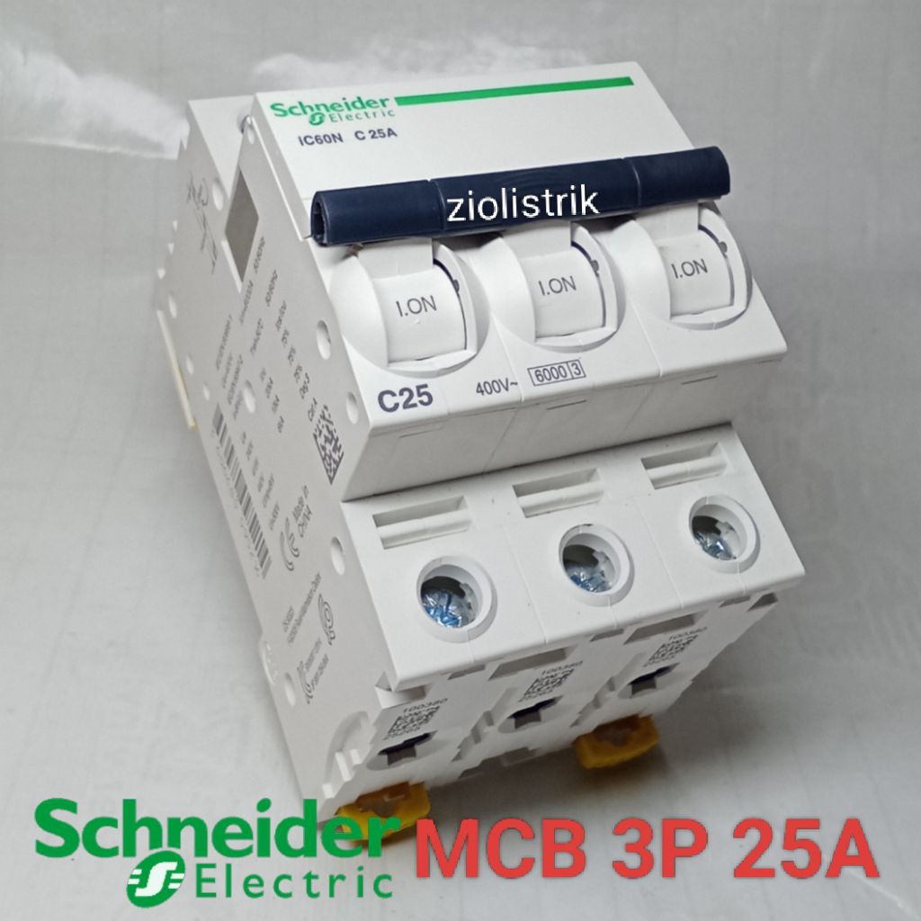 Jual MCB 3P 25A IC60N A9F74325 SCHNEIDER / mcb 3phase C25 original ...
