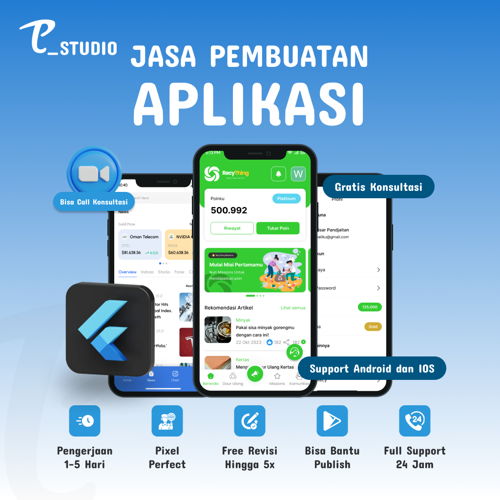 Jual Jasa Pembuatan Aplikasi Android Custom - Flutter - Profesional - Gratis Konsultasi | Shopee ...