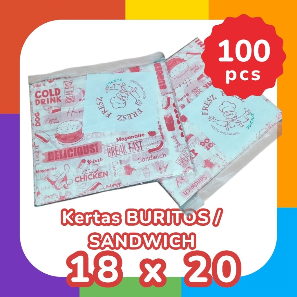 Jual KERTAS BUNGKUS SANDWICH MERAH 18x20 MG Paper Kemasan Bungkus ...