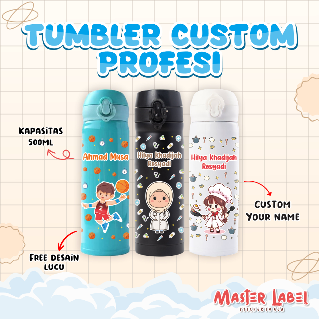Jual Tumbler Niagara Custom TEMA PROFESI Tumblr 500ml Tumbler Custom ...