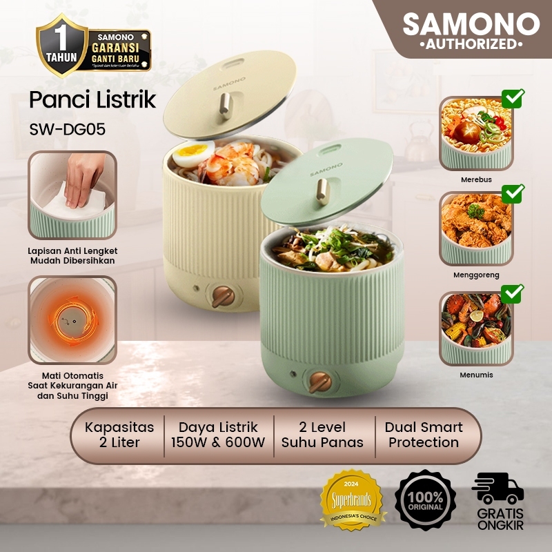 Jual SAMONO Panci Listrik Keramik Serbaguna Slow Cooker, Hot pot ...