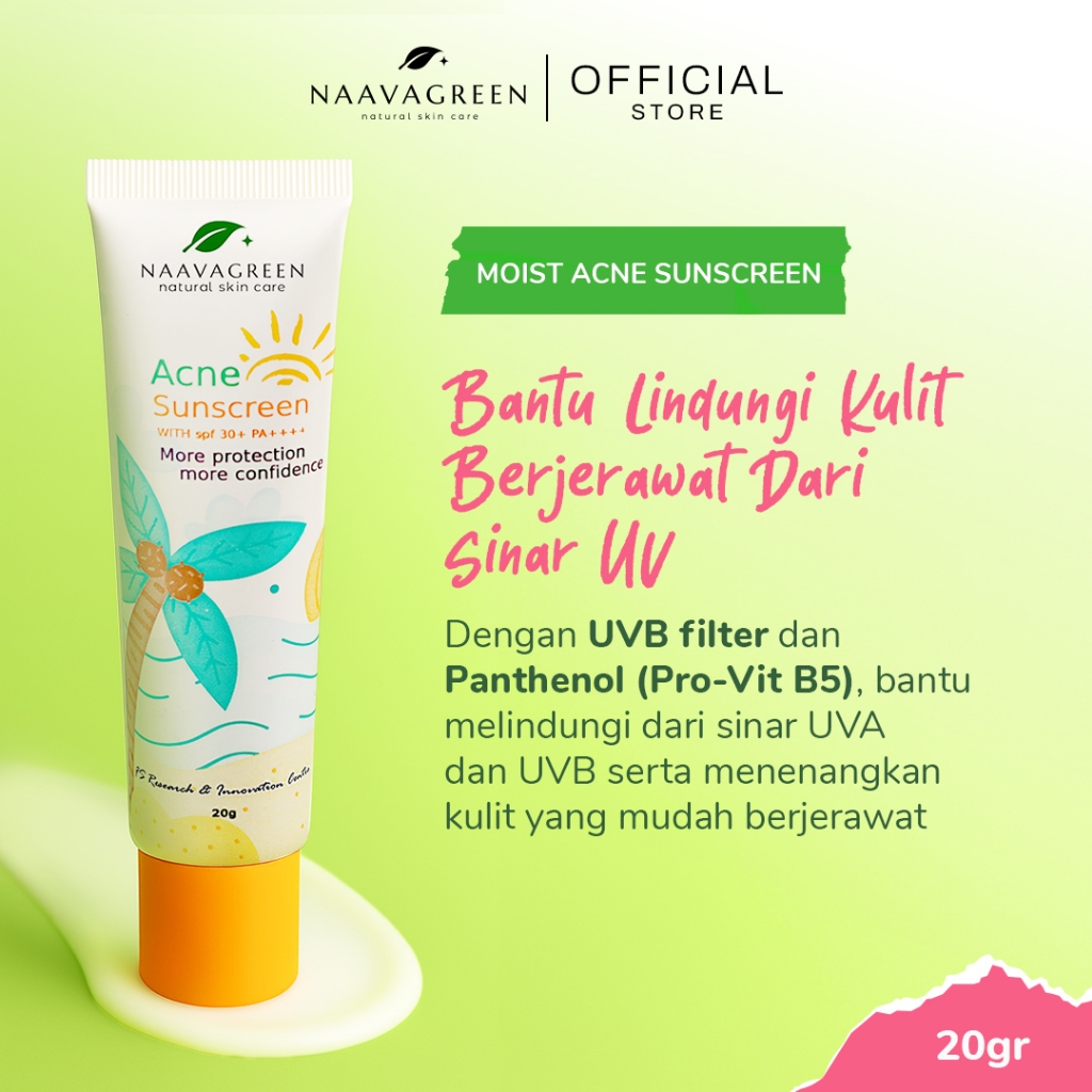Jual Naavagreen Moist Acne Sunscreen - Melindungi kulit berjerawat dari ...