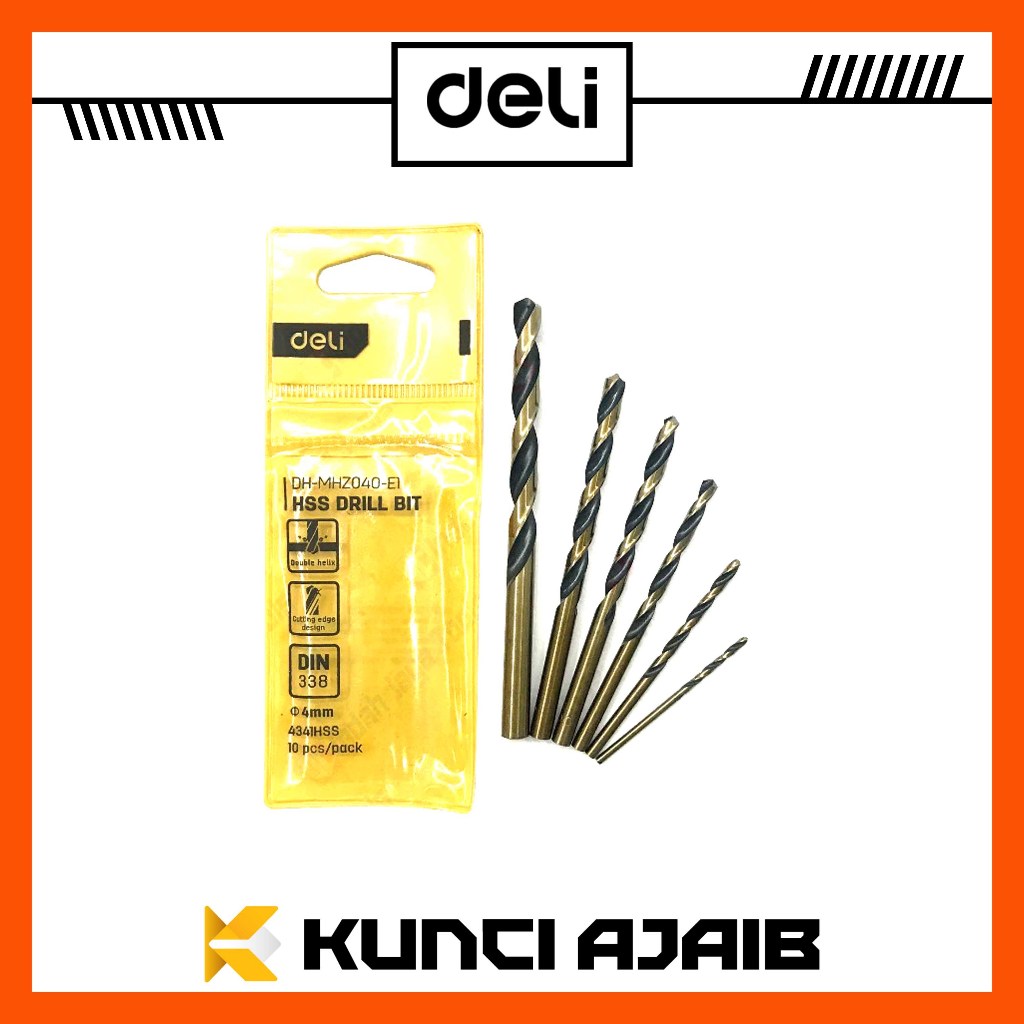 Jual DELI Mata Bor Besi KUNING 1 1.5 2 2.5 3 3.5 4 4.5 5 mm HSS Drill ...