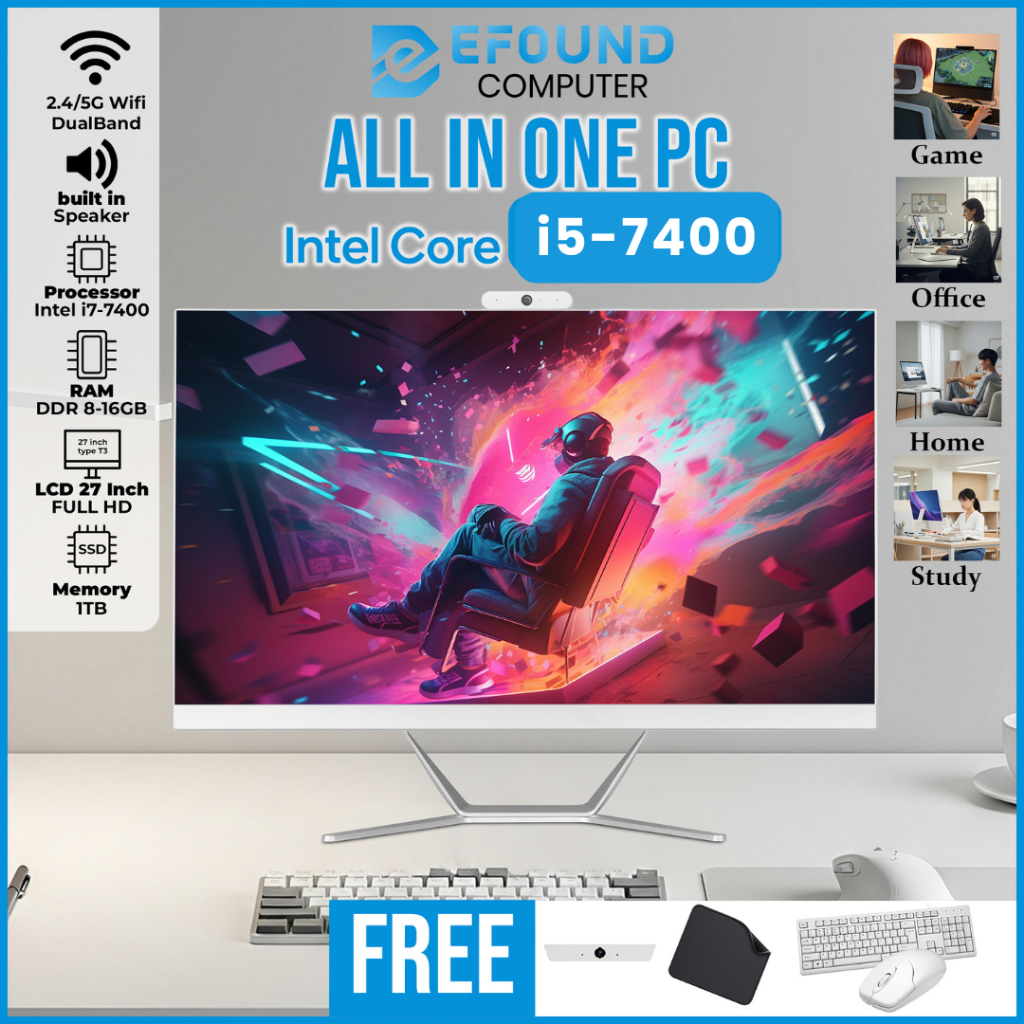 Jual eFound PC All-in-One Intel Core i5-7400 – Super Tipis, Full HD 27 ...