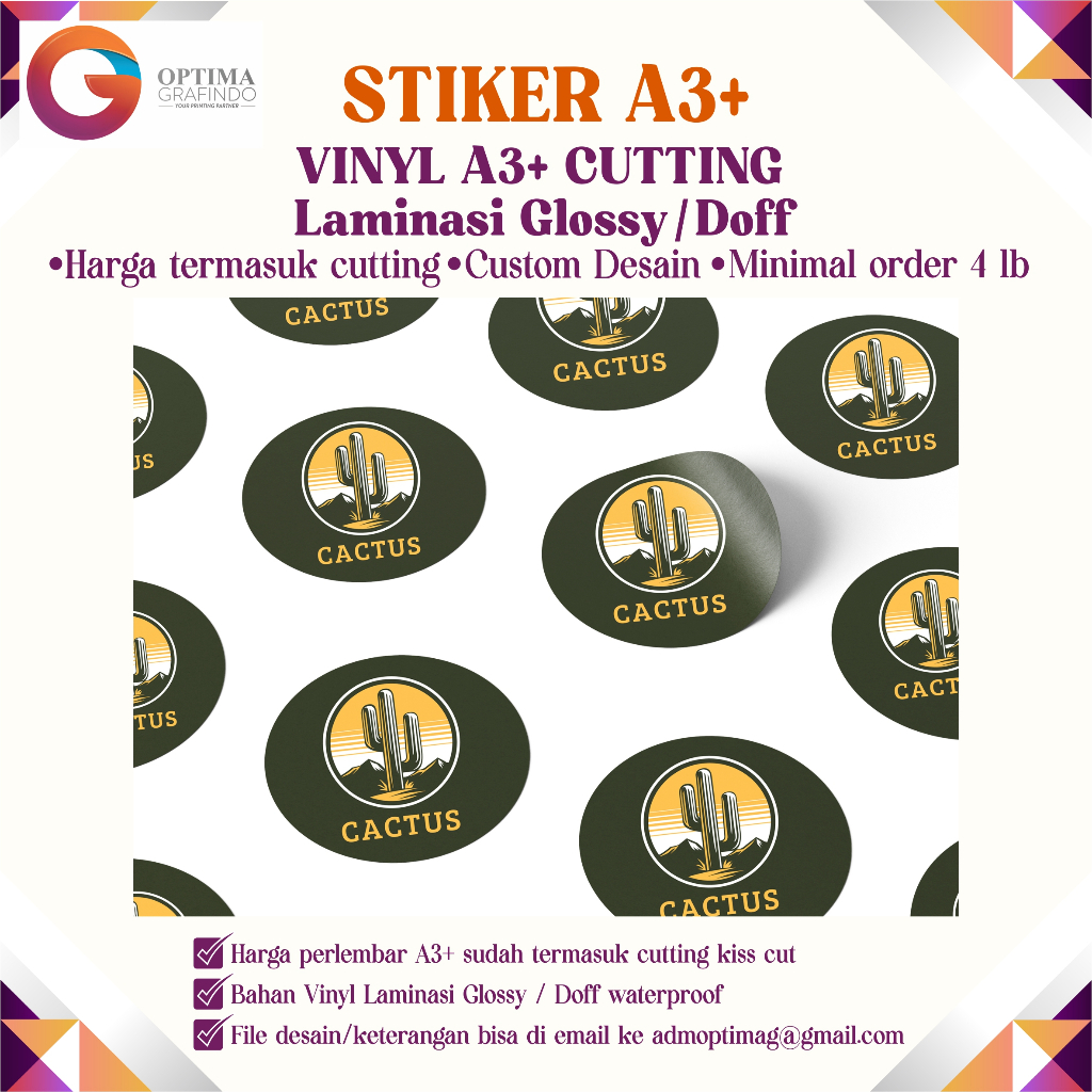 Jual Cetak Stiker Custom Vinyl / Transparan plus Laminasi Glossy / Dof ...