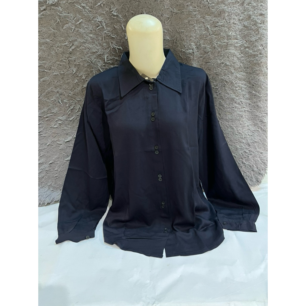 Jual Kemeja kerah cewek bahan rayon twil bahan adem motif polos ada 6 ...