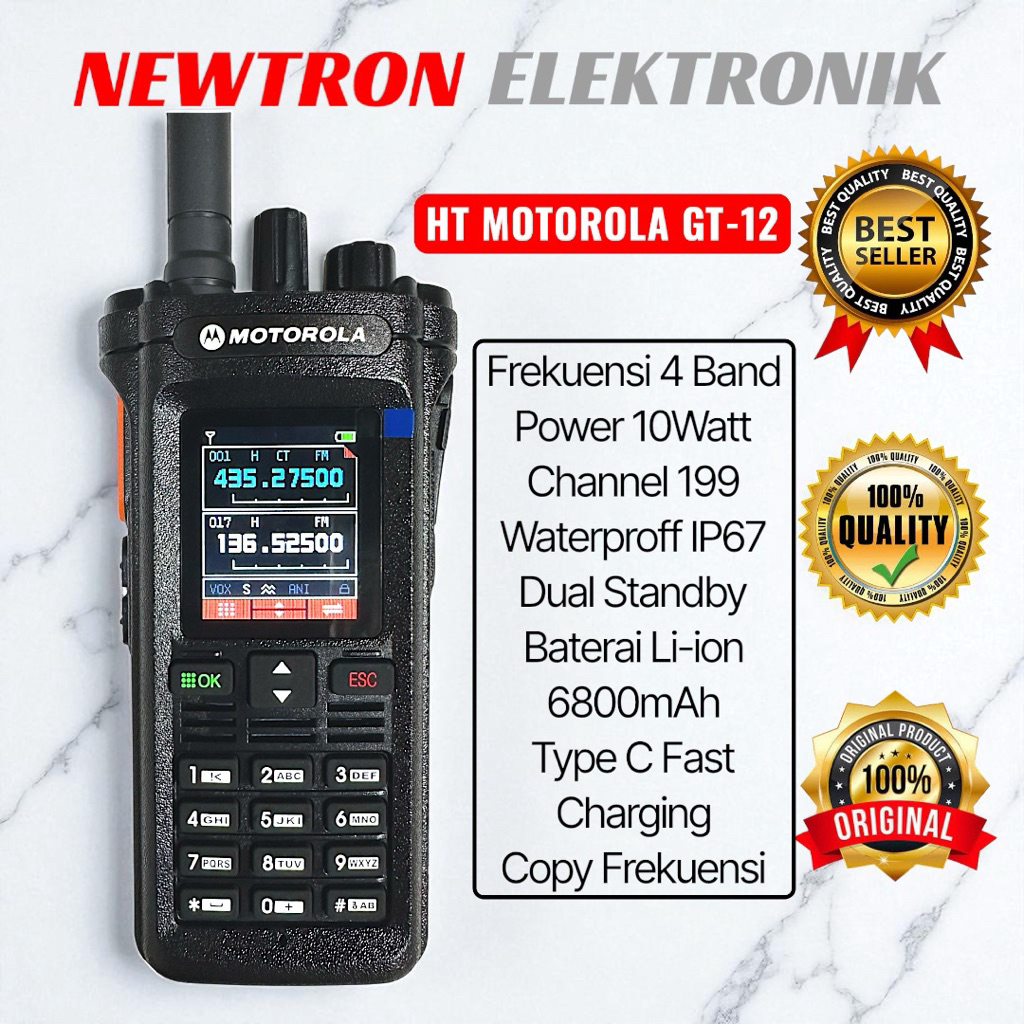 Jual HT MOTOROLA GT12 Radio Walkie Talkie GT-12 4 Band High Power 8Watt ...