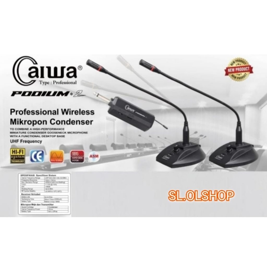 Jual Mic Wireless Meja/Podium Caiwa Podium 2/Microphone Conference 2 ...