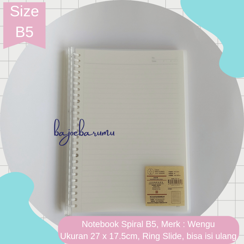 Jual Wengu Notebook Buku Tulis Catatan Binder Spiral B5 Slide Cover ...
