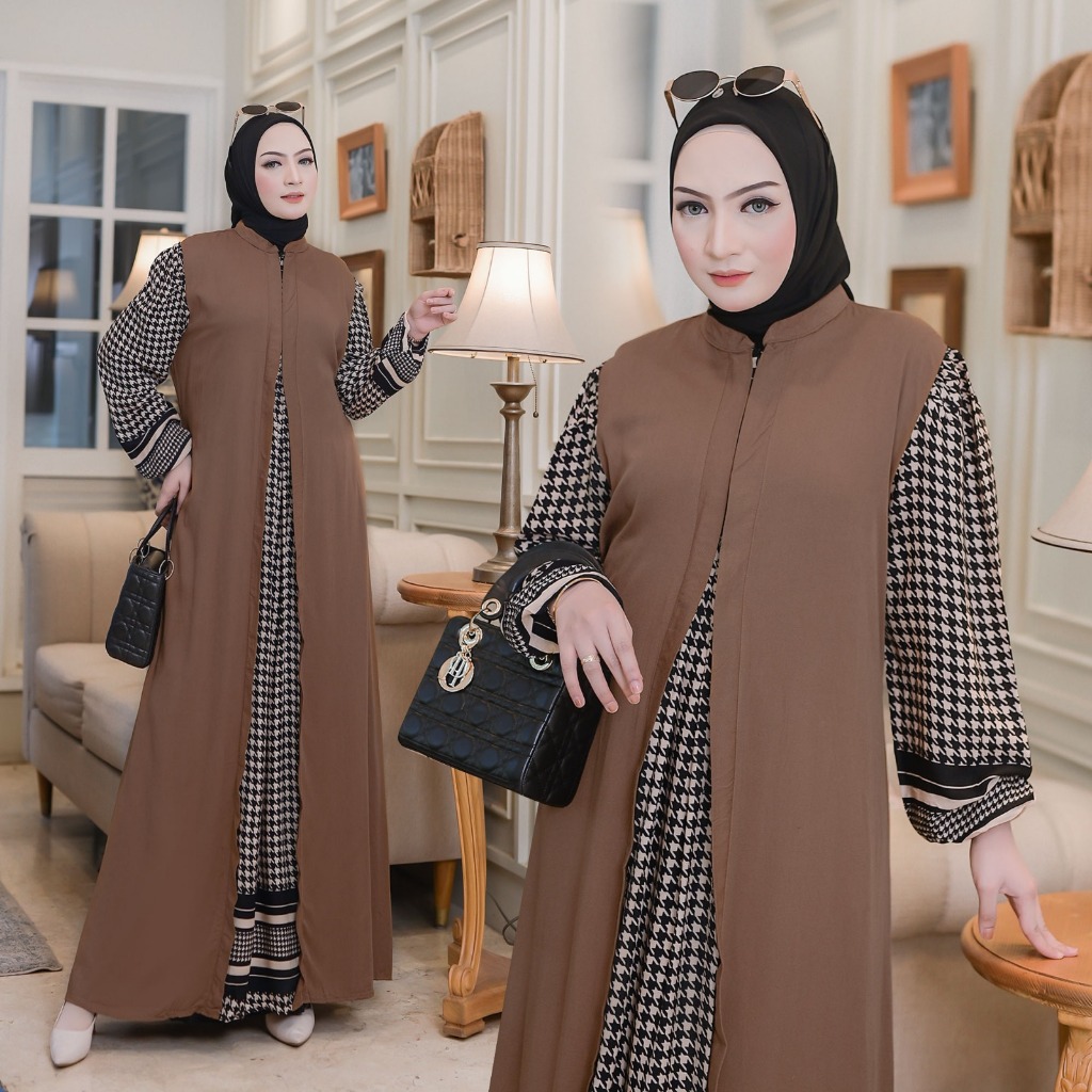 Jual Gamis Alena Muslim Rayon Twill Kombinasi Motip Rayon Premium ...