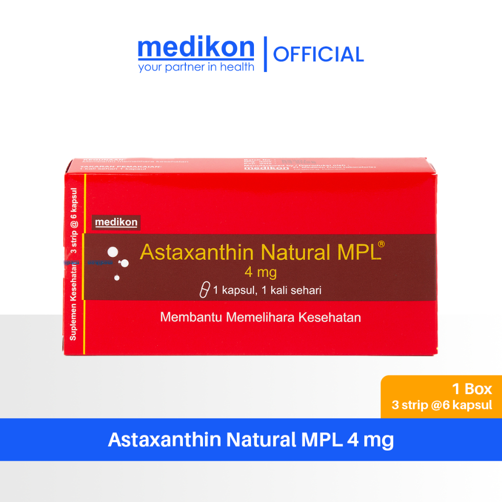 Jual Medikon Astaxanthin Natural MPL 4 mg - 18 Kapsul (3 Strip x 6 Kapsul) | Shopee Indonesia