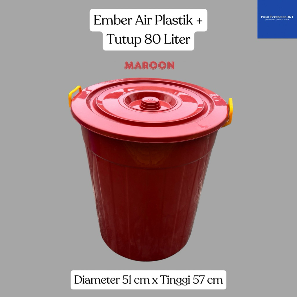 Jual WARNA MAROON - Ember Air Plastik + Tutup 80 Liter Warna / Ember ...
