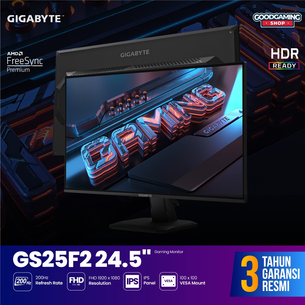 Jual Gigabyte Monitor Gaming GS25F2 24.5" FHD IPS 200Hz HDR10 | Shopee ...