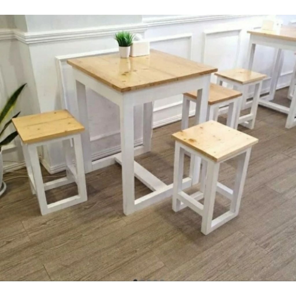 Jual meja makan buat restoran atau cafe full kayu jati Belanda | Shopee ...