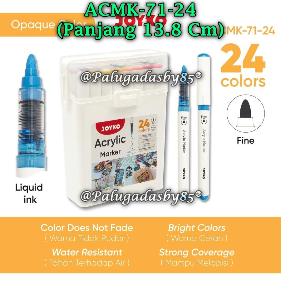 Jual (1 Set) GROSIR Spidol Akrilik JOYKO ACMK-71-24 24Warna Acrylic ...