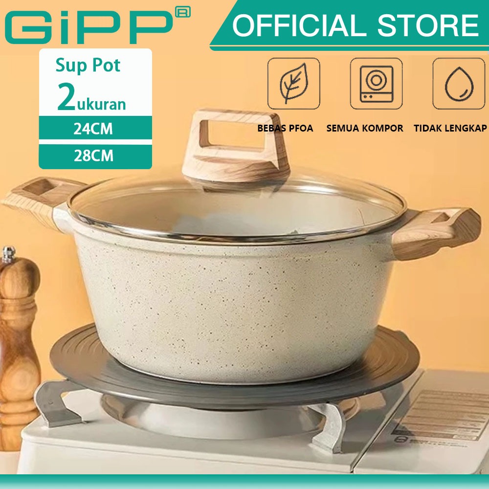 Jual Gipp Panci sup casserole anti lengket Panci masak 24/28cm dengan penutup cocok untuk kompor ...